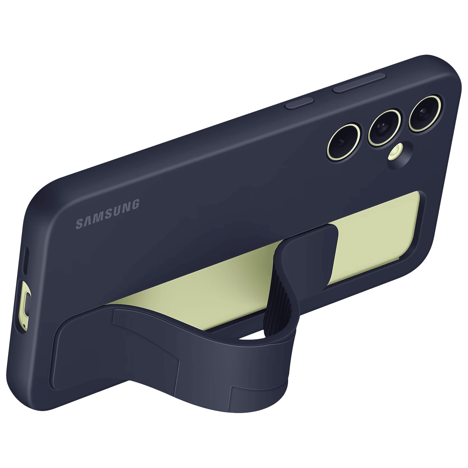 Buy SAMSUNG Standing Grip Back Cover for SAMSUNG Galaxy A55 (Flexible Silicone Strap, Blue Black ...